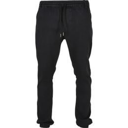 Urban Classics Herren Bequeme Jeans "Urban Classics Herren Knitted Denim Jogpants"realschwarz washed, Gr. XL, unifarben, 83% Baumwolle, 15%