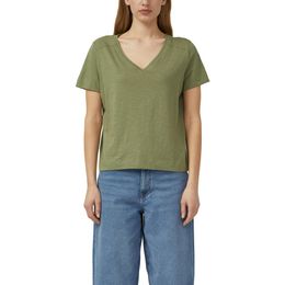s.Oliver Damen T-Shirtsummer khaki, Gr. 36, Jersey, Obermaterial: 100% Baumwolle, Shirts, V-Ausschnitt mit Rippblende
