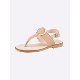 Heine Damen Zehentrenner, Gr. 37sand, Glattleder, Leder, Rindsleder, Schuhe