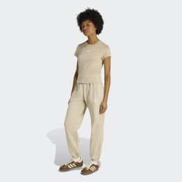 Damen Sporthose "ESSENTIALS FRENCH TERRY, REGUL&Auml;R MIT B&Uuml;NDCHEN"stone khaki, normal, gr., Gr. M, adidas originals, Obermaterial: 100% Baumwolle, Hosen