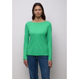 Street One Damen Langarmshirtarcadia gr&uuml;n, Gr. 46, unifarben, Web, 50% Baumwolle, 50% Modal, Shirts, mit U-Boot-Ausschnitt