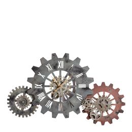 Ambia Home Wanduhr, Braun, Holz, Metall, Recyclingholz, 107x63 cm, Dekoration, Uhren, Wanduhren