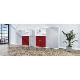 Mauser Fl&uuml;gelt&uuml;renschrank, HxB 830 x 800 mm, Kunststoffplatte, 1 Fachboden, anthrazitgrau / anthrazitgrau / lichtgrau