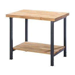 eurokraft pro H&ouml;henverstellbare Werkbank, Gestellbauweise, 1 Ablageboden, Breite 750 mm, Gestell anthrazit-metallic