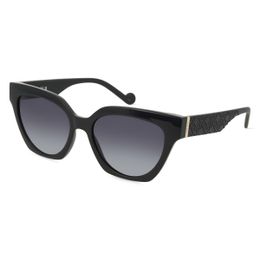 Liu Jo LJ778S | Unisex-Sonnenbrille | Fassung: Vollrand, Butterfly, Kunststoff, Schwarz | Glasfarbe: Grau