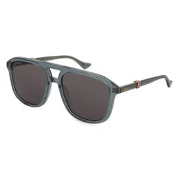 Gucci GG1494S | Unisex-Sonnenbrille | Fassung: Vollrand, Pilot, Acetat, Gr&uuml;n | Glasfarbe: Grau