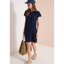 Cecil Damen Midikleid, blau, Gr. XXXL, unifarben, Web, 75% Baumwolle, 25% Modal, Kleider, knielang