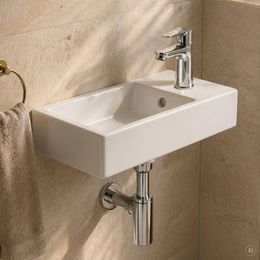 CARLDIX x LAUFEN Handwaschbecken 45 cm A91001014501 Wei&szlig;, 450 x 260 mm, mit &Uuml;berlauf, Hahnloch rechts