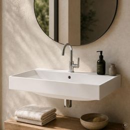 CARLDIX x LAUFEN Waschtisch 60 cm A91002006001 Wei&szlig;, 600 x 460 mm, mit &Uuml;berlauf und Hahnloch, Wandmontage
