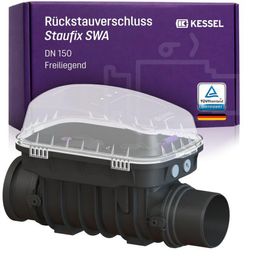 Kessel R&uuml;ckstauverschluss Staufix SWA DN 150 73150.10 freiliegend, f&uuml;r f&auml;kalienfreies Abwasser, 2 mechanische R&uuml;ckstauklappen, Notverschluss, EN 13564