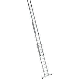 MUNK Anlegeleiter h&ouml;henverstellbar, Schiebeleiter, 3-teilig mit nivello -Traverse, 3 x 8 Sprossen