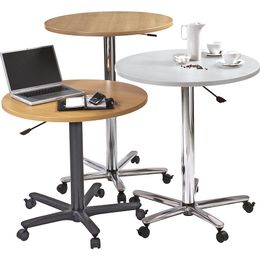 eurokraft pro Bistrotisch, h&ouml;henverstellbar, Gestell schwarz, Ahorn-Dekor