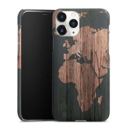 DeinDesign iPhone 11 Pro Handy Premium Case Smartphone Handyh&uuml;lle Schutzh&uuml;lle matt World Map Map Wooden Look Premium Case