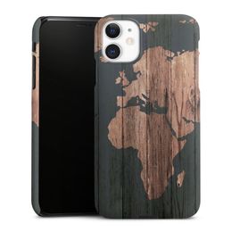 DeinDesign iPhone 11 Handy Premium Case Smartphone Handyh&uuml;lle Schutzh&uuml;lle matt Wooden Look Map World Map Premium Case