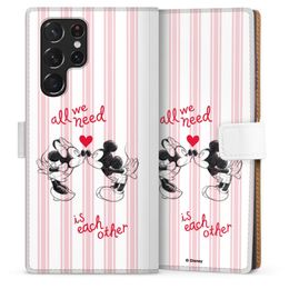 DeinDesign Galaxy S22 Ultra Handy Klapph&uuml;lle Handyh&uuml;lle aus Kunst Leder wei&szlig; Flip Case Love Disney Sideflip mit Lasche