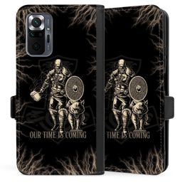 DeinDesign Xiaomi Redmi Note 10 Pro Handy Klapph&uuml;lle Handyh&uuml;lle aus Kunst Leder schwarz Flip Case Wikinger Vikings Tv Show Designs Sideflip mit langer Lasche