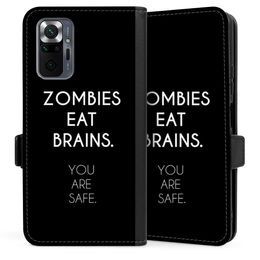 DeinDesign Xiaomi Redmi Note 10 Pro Handy Klapph&uuml;lle Handyh&uuml;lle aus Kunst Leder schwarz Flip Case Statement Funny Zombie Sideflip mit langer Lasche