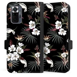 DeinDesign Xiaomi Redmi Note 10 Pro Handy Klapph&uuml;lle Handyh&uuml;lle aus Kunst Leder schwarz Flip Case Flowers Muster Autumn Sideflip mit langer Lasche