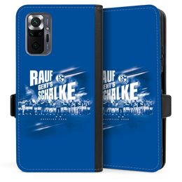 DeinDesign Xiaomi Redmi Note 10 Pro Handy Klapph&uuml;lle Handyh&uuml;lle aus Kunst Leder schwarz Flip Case Official Licensed Product Ascent Fc Schalke 04 Sideflip mit 