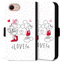 DeinDesign iPhone 16e Handy Klapph&uuml;lle Handyh&uuml;lle aus Kunst Leder schwarz Flip Case Disney Valentine'S Day Sideflip mit Lasche