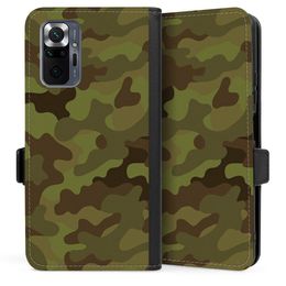 DeinDesign Xiaomi Redmi Note 10 Pro Handy Klapph&uuml;lle Handyh&uuml;lle aus Kunst Leder schwarz Flip Case Camouflage Tarnmuster Army Sideflip mit langer Lasche