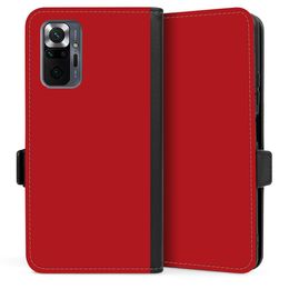 DeinDesign Xiaomi Redmi Note 10 Pro Handy Klapph&uuml;lle Handyh&uuml;lle aus Kunst Leder schwarz Flip Case Unicoloured Colour Red Sideflip mit langer Lasche