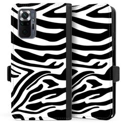 DeinDesign Xiaomi Redmi Note 10 Pro Handy Klapph&uuml;lle Handyh&uuml;lle aus Kunst Leder schwarz Flip Case Animal Look Zebra Animal Print Sideflip mit langer Lasche