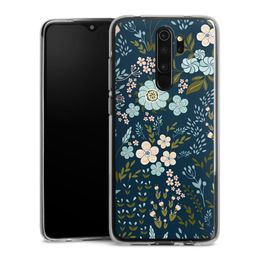 DeinDesign Xiaomi Redmi Note 8 Pro Handy Silikon H&uuml;lle Case transparent Handyh&uuml;lle Blue Muster Flowers Silikon Case