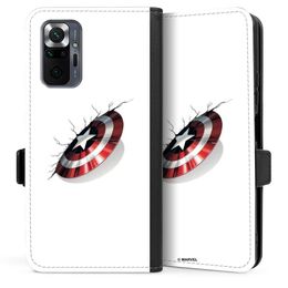 DeinDesign Xiaomi Redmi Note 10 Pro Handy Klapph&uuml;lle Handyh&uuml;lle aus Kunst Leder schwarz Flip Case Captain America Official Licensed Product Marvel Sideflip mit 