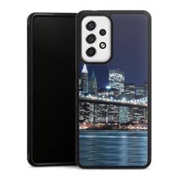 DeinDesign Galaxy A53 5G Handy Gallery Case Handyh&uuml;lle 9H Geh&auml;rtetes Glas R&uuml;ckseite H&uuml;lle New York Usa Brooklyn Bridge Gallery Case