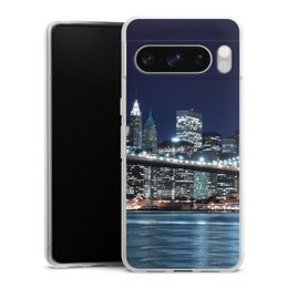 DeinDesign Google Pixel 8 Pro Handy Silikon H&uuml;lle Case transparent Handyh&uuml;lle Usa Brooklyn Bridge New York Silikon Case