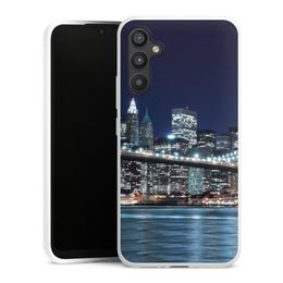 DeinDesign Galaxy A34 5G Handy Silikon H&uuml;lle Case wei&szlig; Handyh&uuml;lle Usa Brooklyn Bridge New York Silikon Case
