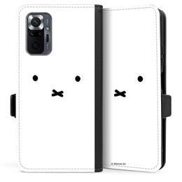 DeinDesign Xiaomi Redmi Note 10 Pro Handy Klapph&uuml;lle Handyh&uuml;lle aus Kunst Leder schwarz Flip Case Rabbit Miffy Dick Bruna Sideflip mit langer Lasche