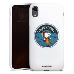 DeinDesign iPhone Xr Handy Silikon H&uuml;lle Case wei&szlig; Handyh&uuml;lle Peanuts Weltall Snoopy Silikon Case