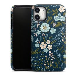 DeinDesign iPhone 11 Handy Panzer Handyh&uuml;lle robuste Outdoor H&uuml;lle Schutzh&uuml;lle gl&auml;nzend Blue Muster Flowers Tough Case