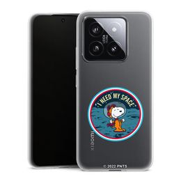 DeinDesign Xiaomi 14 Handy Silikon H&uuml;lle Case transparent Handyh&uuml;lle Peanuts Weltall Snoopy Silikon Case