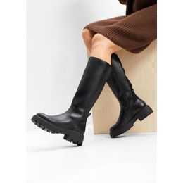 bonprix Stiefel, schwarz, Gr.39, Modischer Stiefel mit Material-Mix