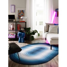 benuta Pop Waschbarer Kurzflor Teppich Anko Blau 140x200 cm - Moderner Kurzflor-Teppich f&uuml;r Wohnzimmer