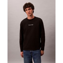 Calvin Klein Herren Langarmshirt "LS RLXD STANDARD LOGO CREWNK TEE", schwarz, Gr. S, unifarben, Single Jersey, Obermaterial: 100% Baumwolle, Shirts,