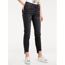 Heine Damen Destroyed-Jeans, Schwarz, Gr. 23, Skinny, Material: Baumwolle