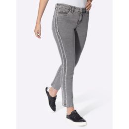 Heine Damen 5-Pocket-Jeans, Grau, Gr. 44, Skinny, Material: Baumwolle