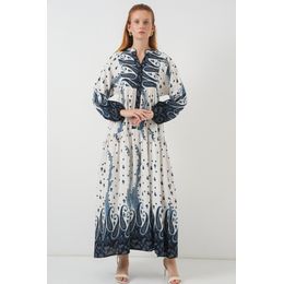 Gemustertes V-Ausschnitt Maxi-Kleid