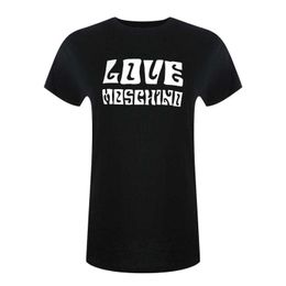 Love Moschino - T-Shirt f&uuml;r Damen, Logo, kurz&auml;rmlig (Schwarz)