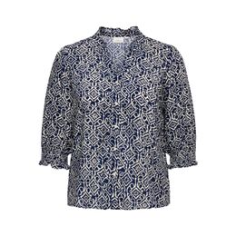 Only CARMAKOMA Damen Druckbluse "CARRAYA 3/4 SHIRT WVN NOOS", blau, Gr. 44, bedruckt, Web, Obermaterial: 100% Viskose, Blusen, Viskose, regular fit