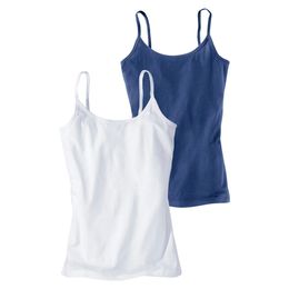 H.I.S. H.I.S Spaghettitops (2 Stck.) Damen Gr&ouml;&szlig;e M blau / wei&szlig;