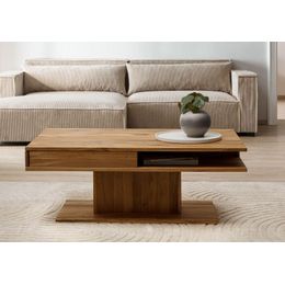 Couchtisch Wildeiche 120x70x45 natur ge&ouml;lt / Glas wei&szlig; WIEN #101