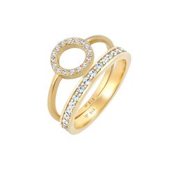 Elli Premium Ring Set 'Kristall' Damen Gr&ouml;&szlig;e 58 gold