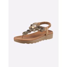 Heine Damen Sandale, Braun, Gr. 38, Zehentrenner, Material: Synthetik