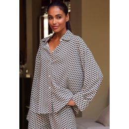 Lascana Damen Pyjamaoberteil, Schwarz, Gr. 34, Pyjamas, Material: Viskose