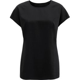 Damen Tunika mit &uuml;berschnittenen Schultern schwarz, Gr&ouml;&szlig;e 48